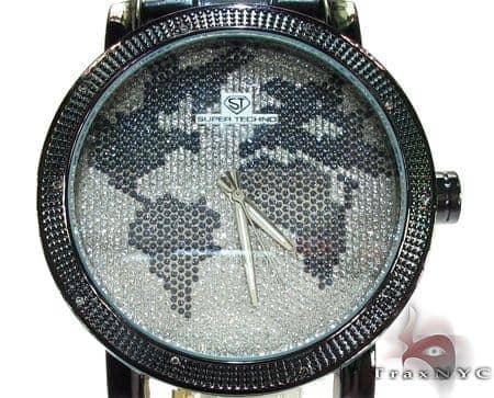 Super Techno Men's Diamond World Map Watch 967817 | atelier-yuwa.ciao.jp